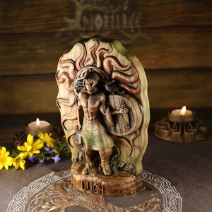 Irish God Statue of Lug Celtic God Celtic Statue Pagan God Wood Carving ...