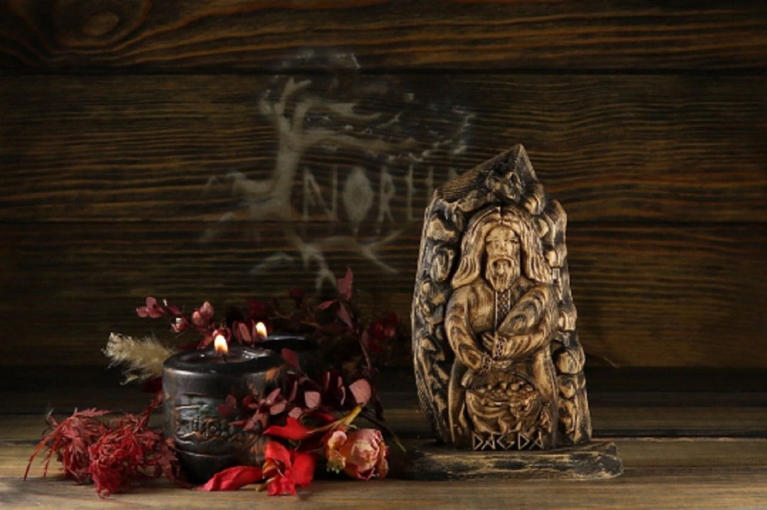 Dagda, Dagda Statue, Norse Gods Wood Carving Asatru Wiccan Altar Kit ...