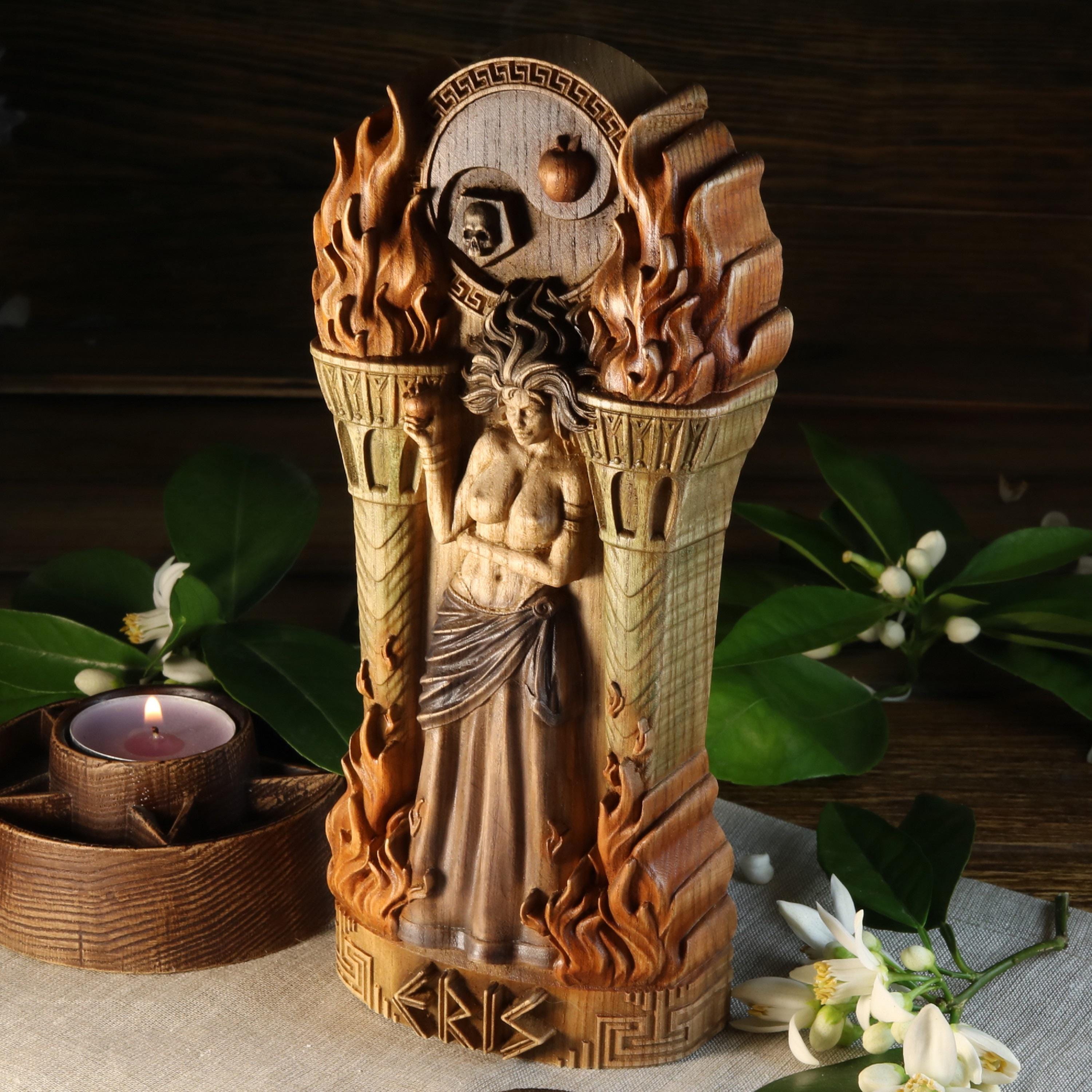 Eris Goddess Statue: Greek Mythology Wooden Altar Decor - Etsy