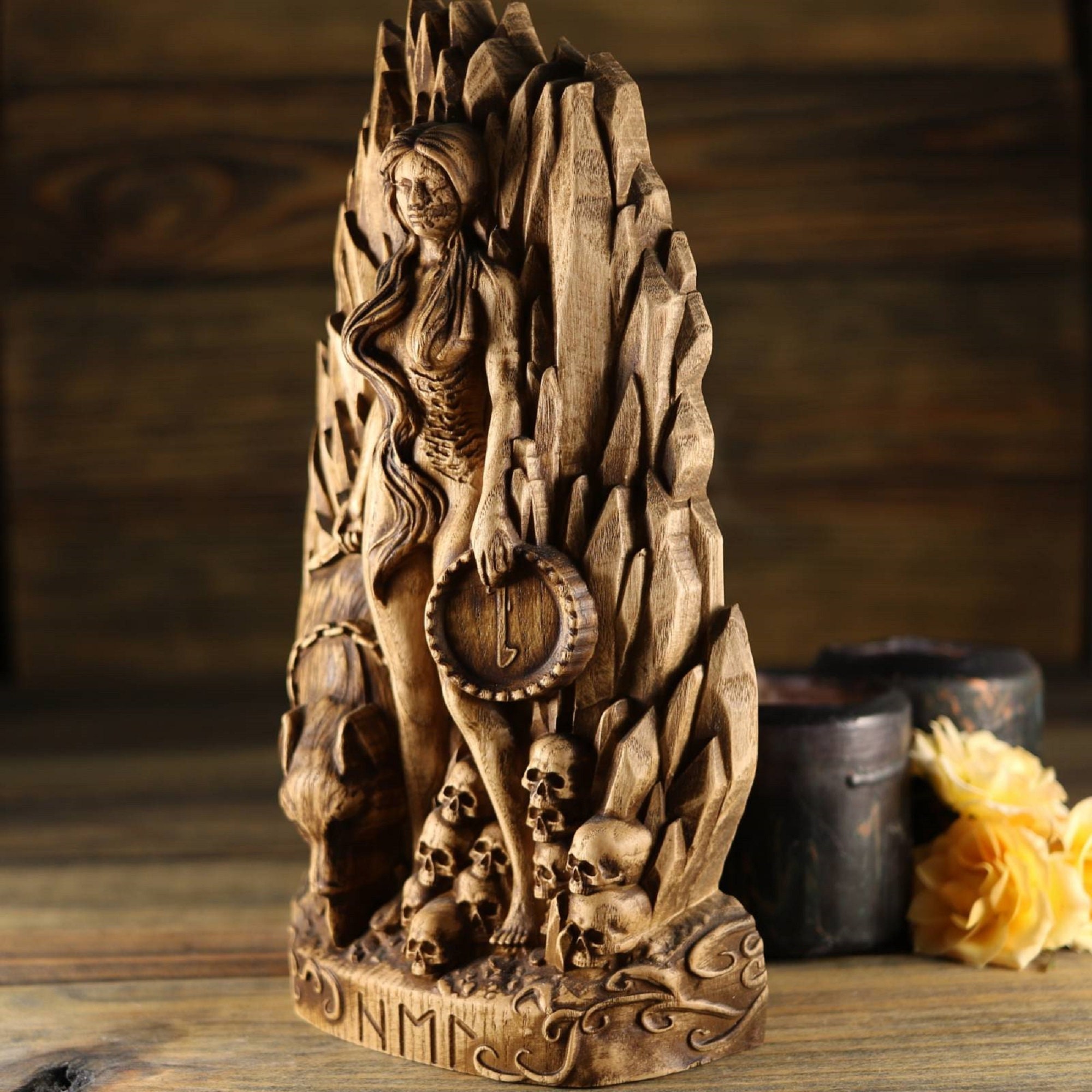 Hel Death Goddess Hel Statue Goddess Statue Wood Carving | Etsy