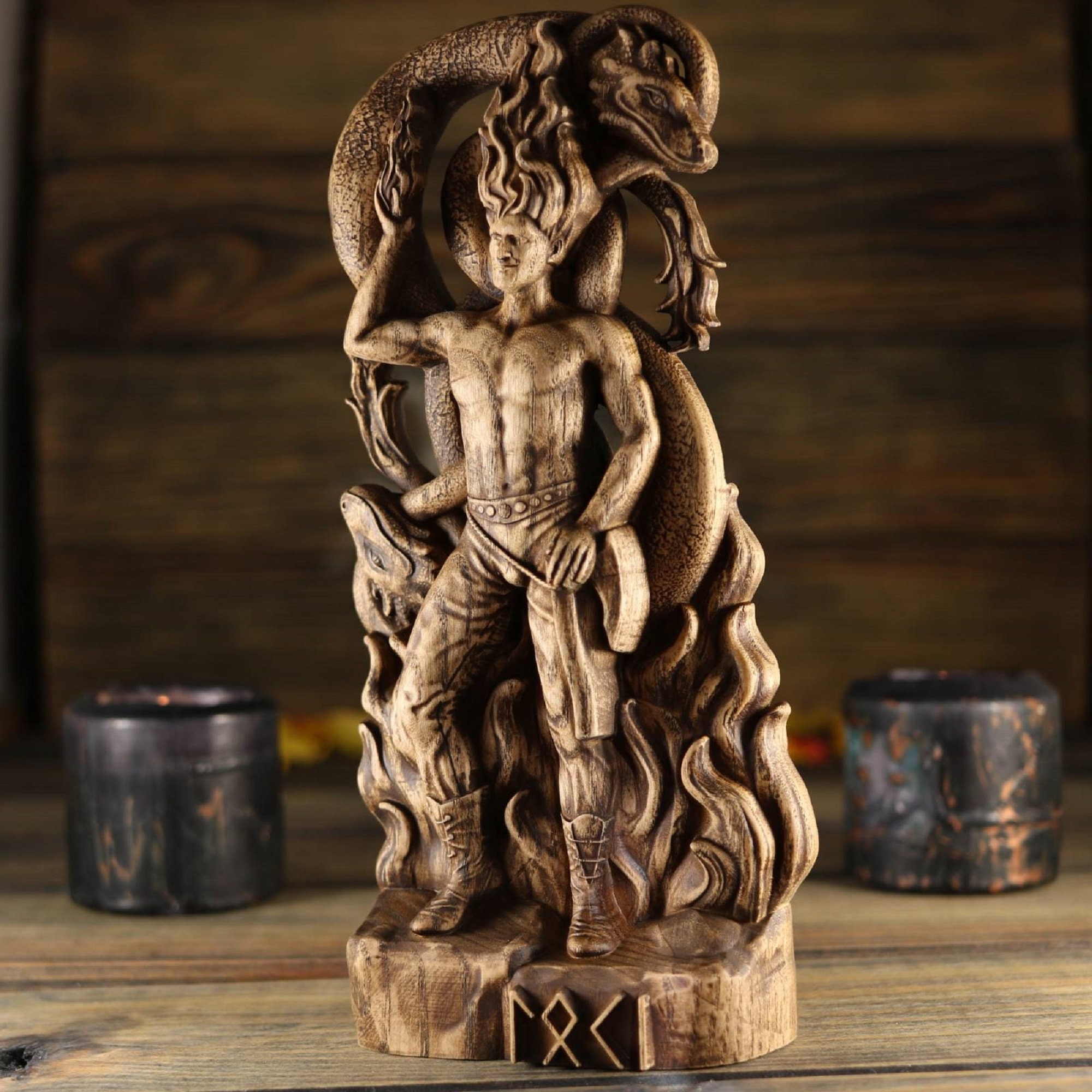 Loki Loki Statue Loki Norse Wooden Statue Asatru Norse Gods | Etsy