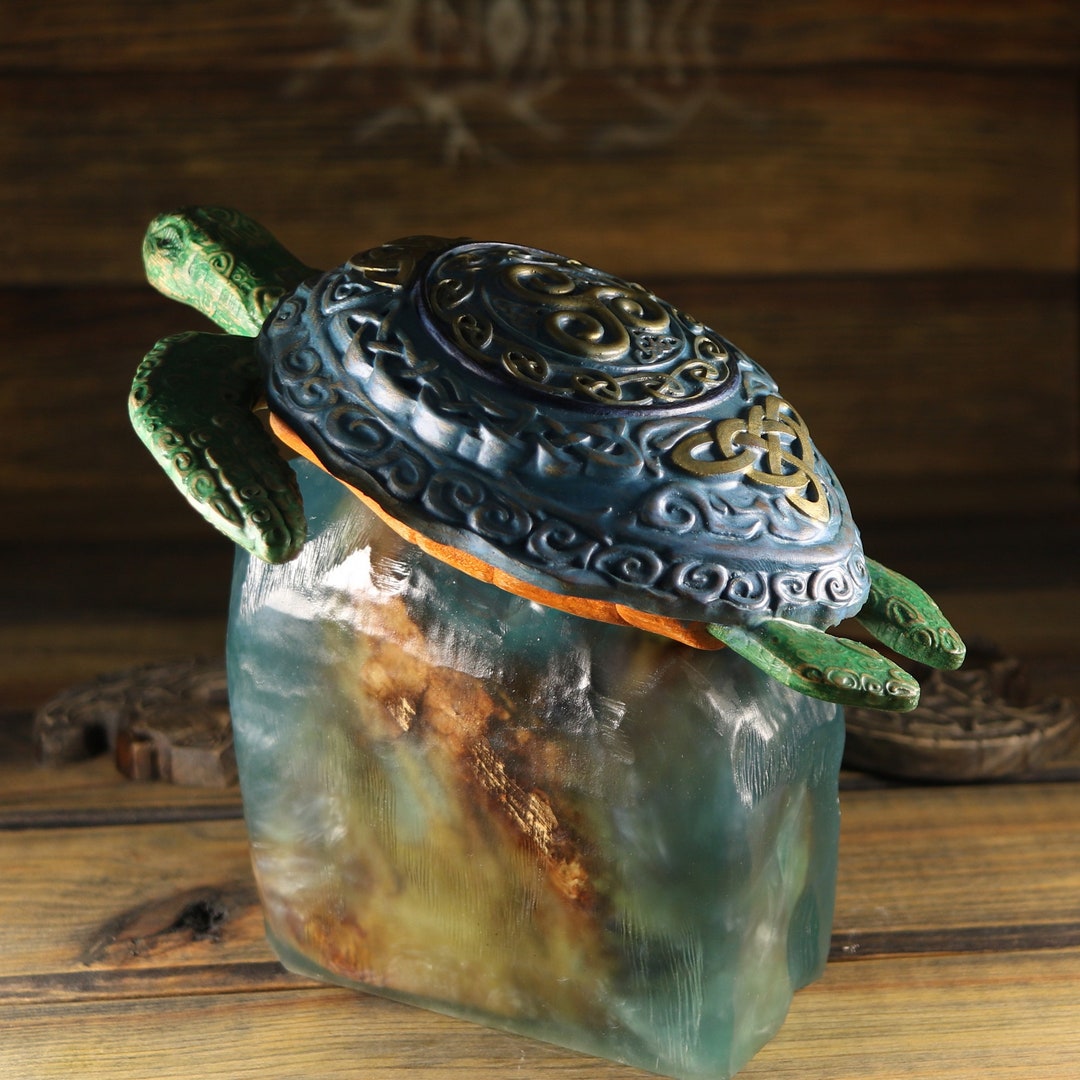 Celtic Knot Turtle Figurine: Hand Carved Ash Wood Statue - Etsy