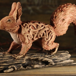 Ratatoskr, Red Squirrel, Wooden Squirrel Viking Squirrel Figure Norse ...