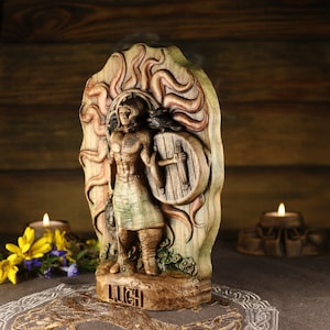 Irish God Statue of Lug Celtic God Celtic Statue Pagan God Wood Carving ...