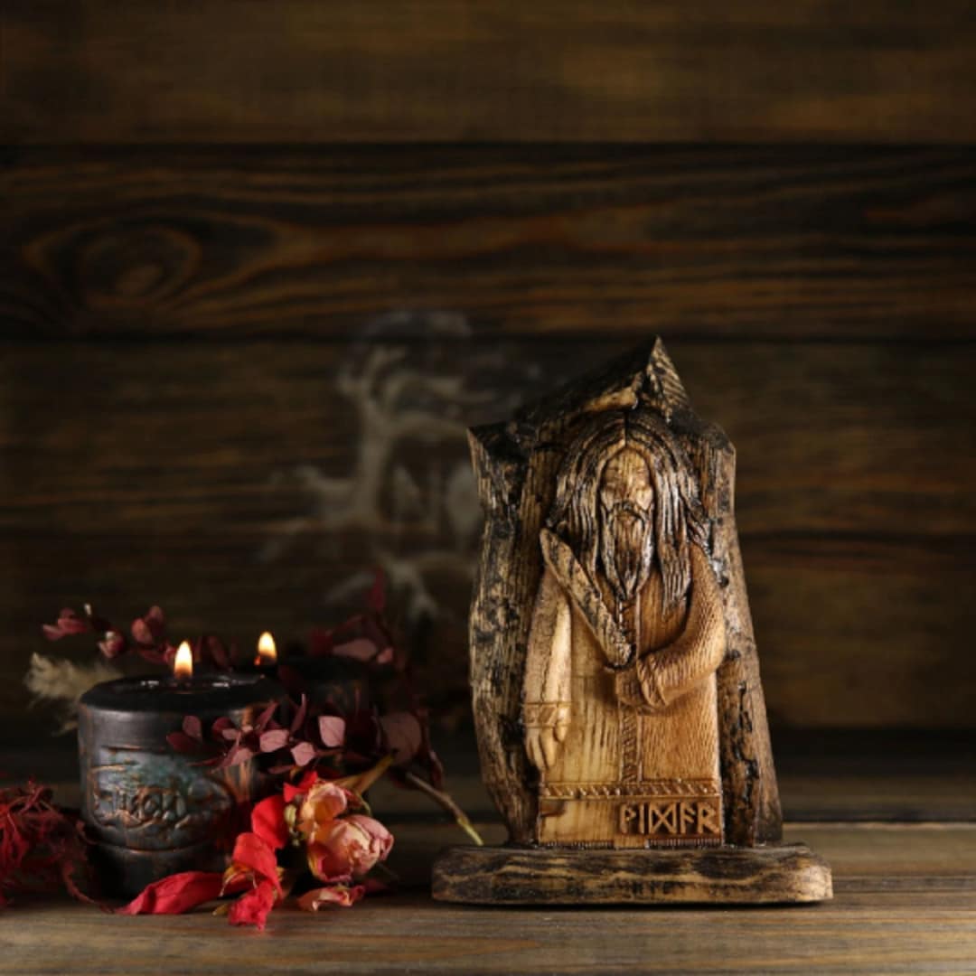 Vidar, Wooden Statue Heathen Norse Gods Viking Decor Asatru Pagan Altar ...