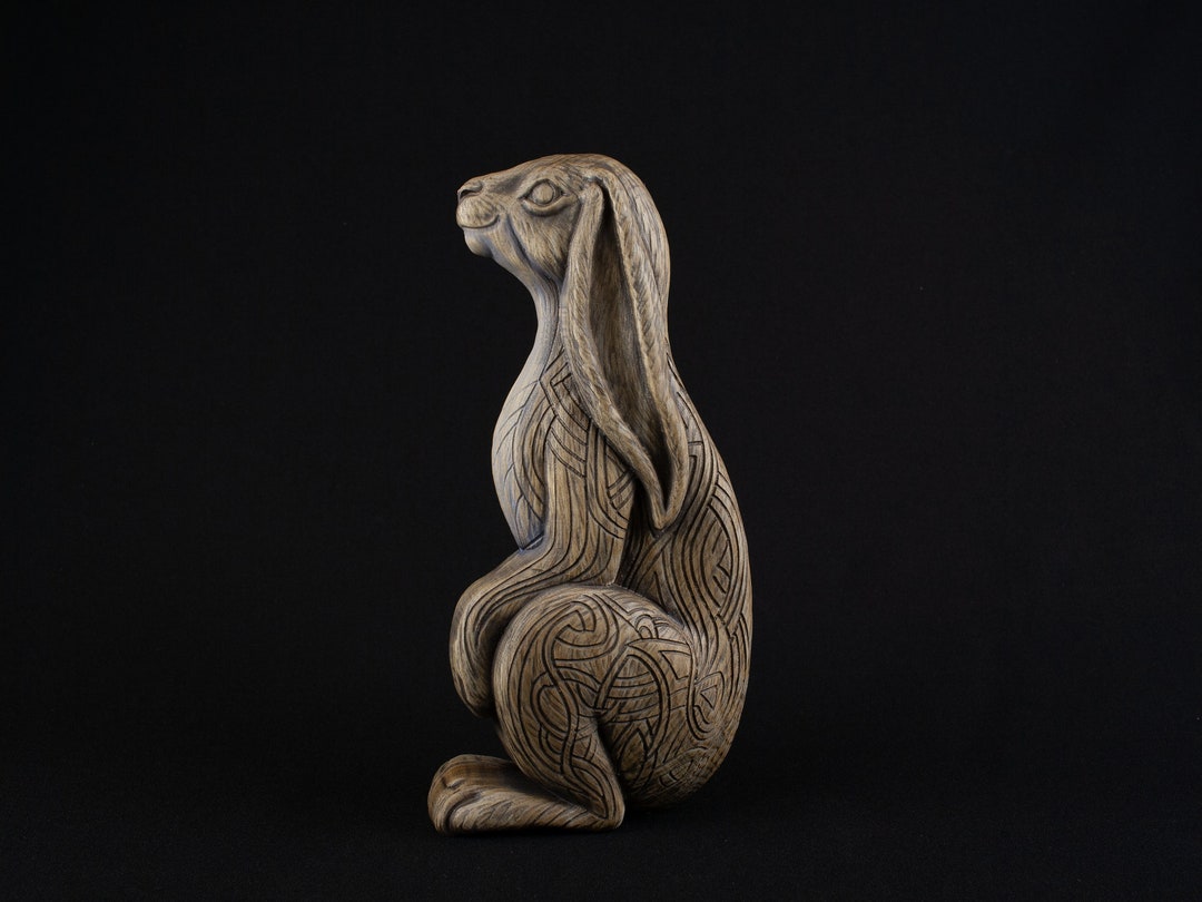 Wooden Rabbit Norse Pagan Rabbit Statue, Celtic Figurine Sculpture ...