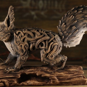 Ratatoskr Squirrel Wood Carving: Norse Viking Altar Decor - Etsy