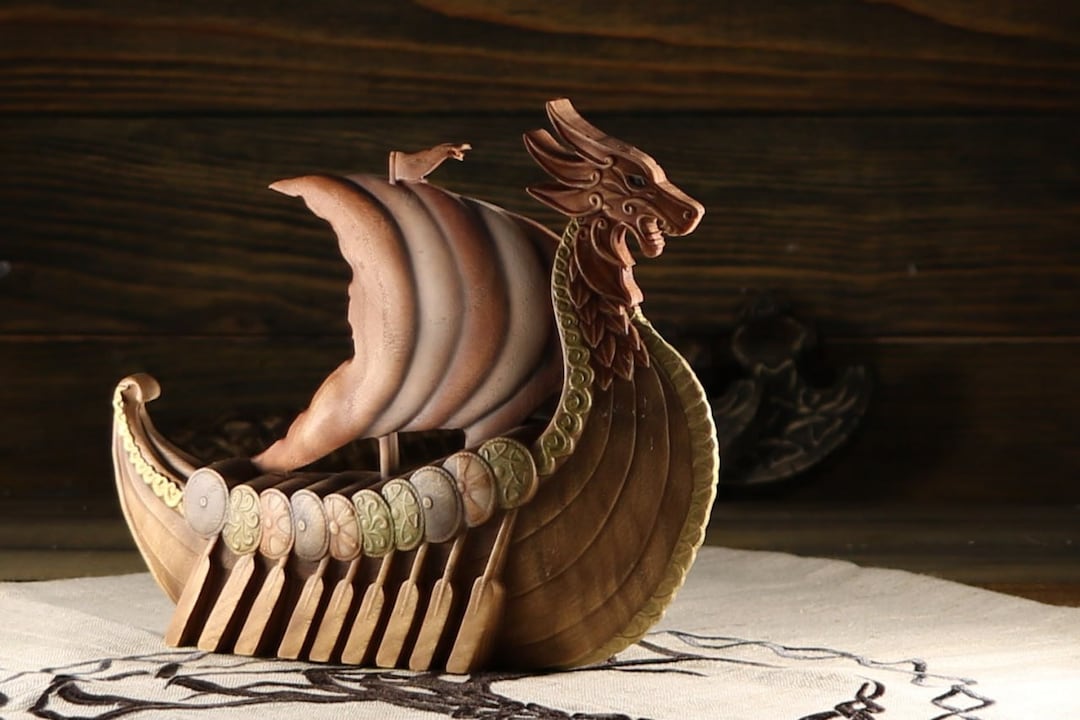 Wooden Viking Drakkar Ship: Dragon Longship, Norse Decor - Etsy