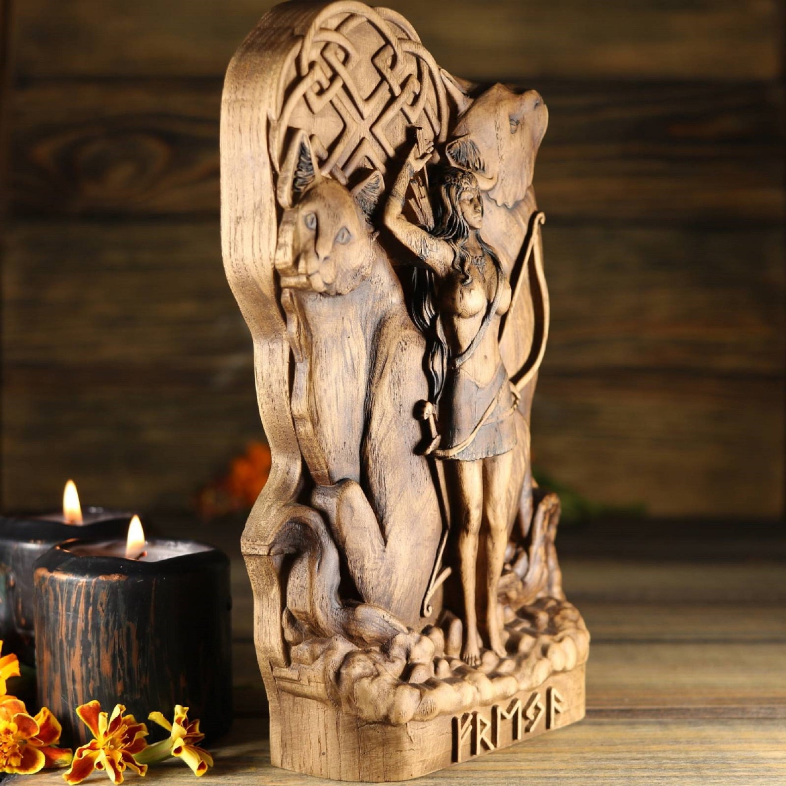 Freya Freyja Wooden Statue Goddess Statue Celtic Goddess - Etsy