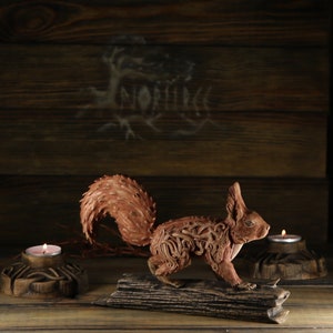 Ratatoskr, Red Squirrel, Wooden Squirrel Viking Squirrel Figure Norse ...