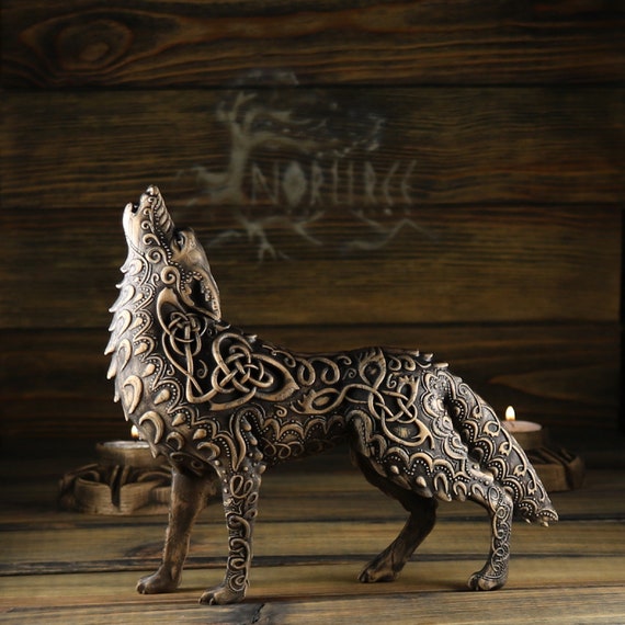 Lobo De Arte Nordica Póster De La Mitología Nórdica Fenrir El Lobo