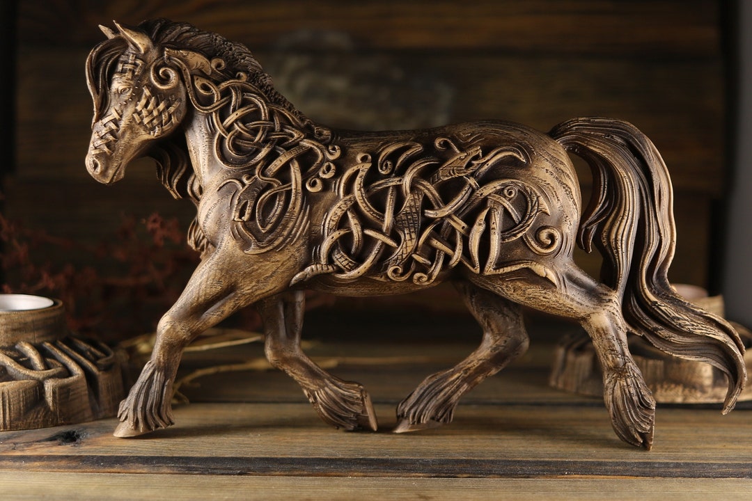 Сeltic Horse, Horse Figurine, Horse Statue Horse Sculpture Wooden Horse ...