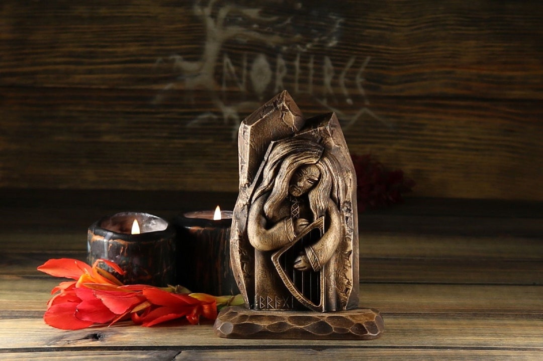 Handmade Bragi Statue: Norse God of Poetry Wood Carving - Etsy
