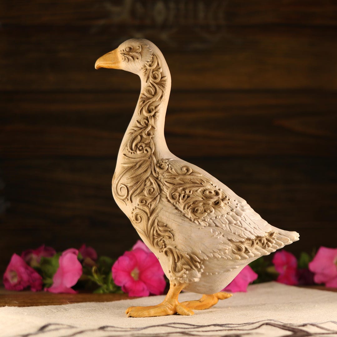 Goose Sculpture, Wooden Goose Goose Statue Goose Figurine Geese Poultry ...