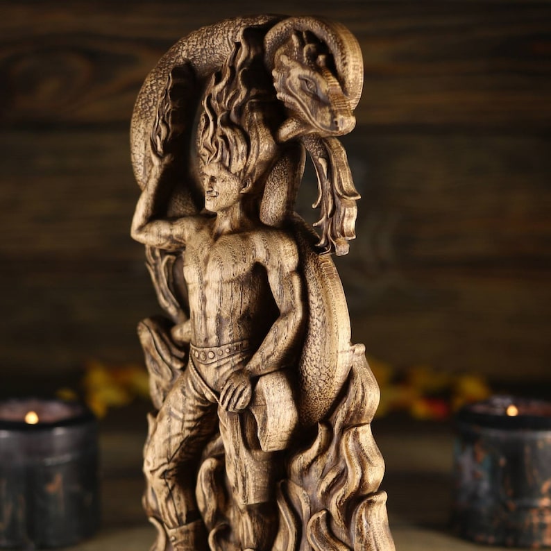 Loki Loki Statue Loki Norse Wooden Statue Asatru Norse Gods | Etsy