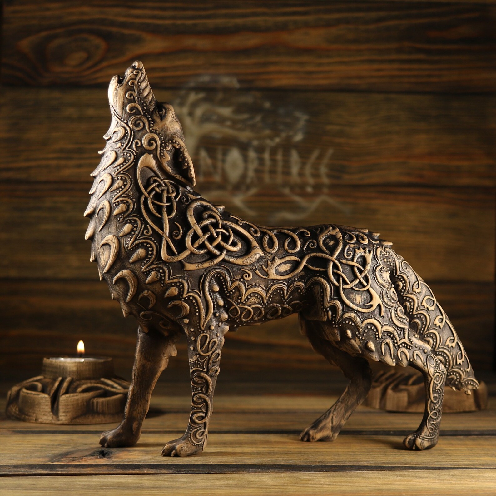 Wolf Statue Viking Wolf Fenrir Wolf Sculpture Norse - Etsy