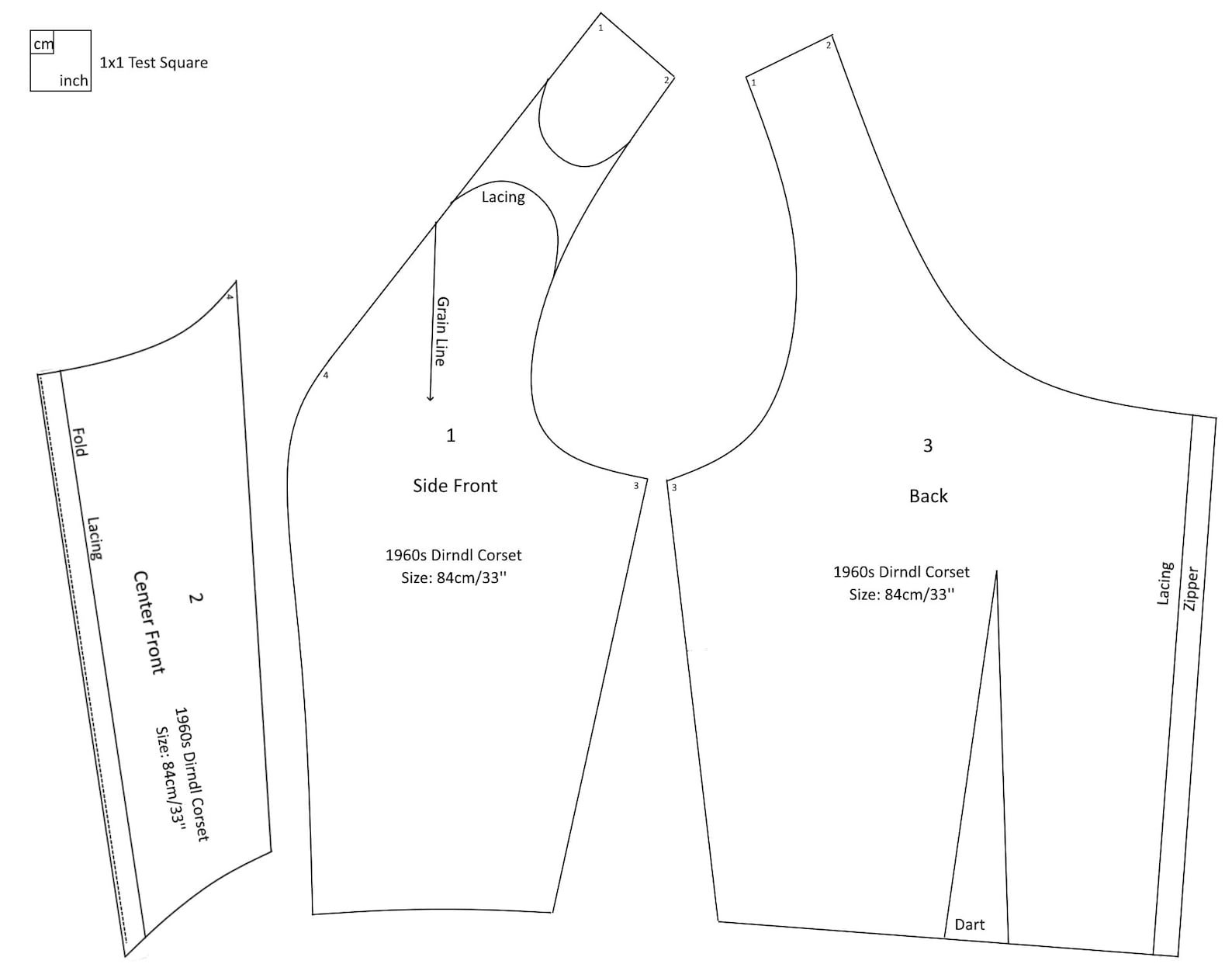 Corset Sewing Pattern 1960 Pointed Corsage Sixties Vintage Dirndl ...
