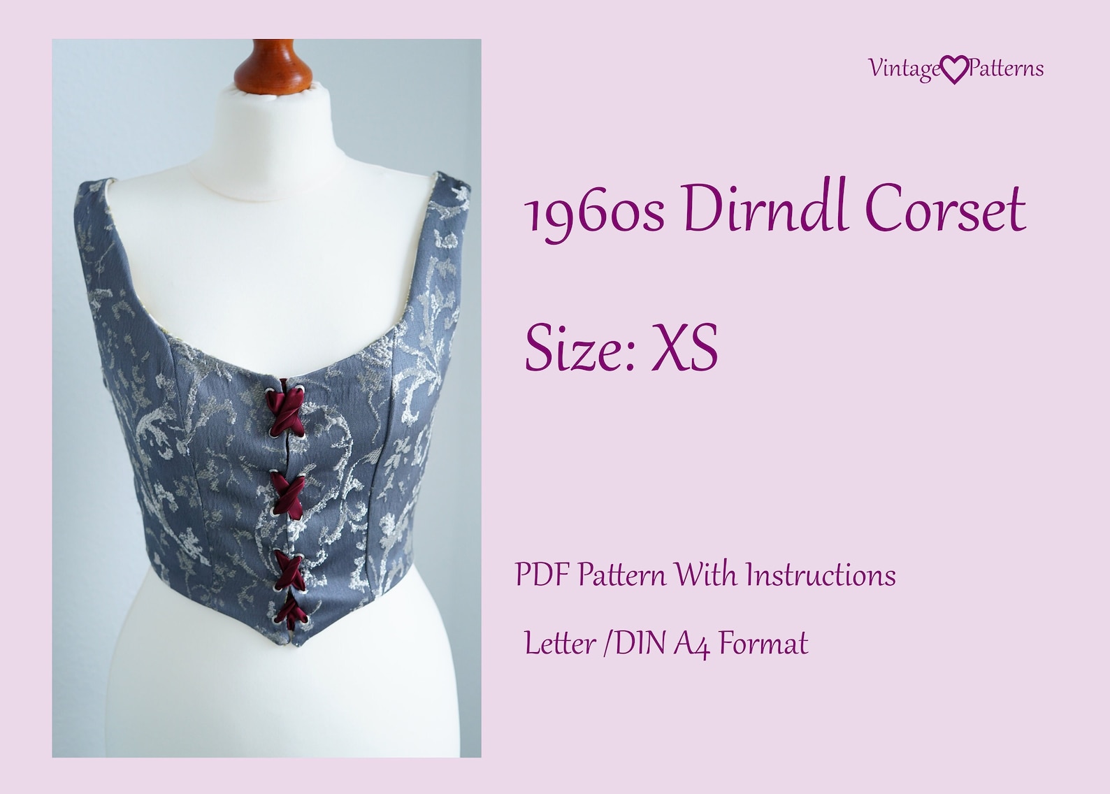 Corset Sewing Pattern 1960 Pointed Corsage Sixties Vintage Dirndl ...