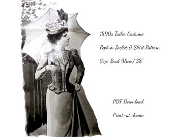 Digital Sewing Original 1890s Victorian Basic Blouse Block Pattern With ...