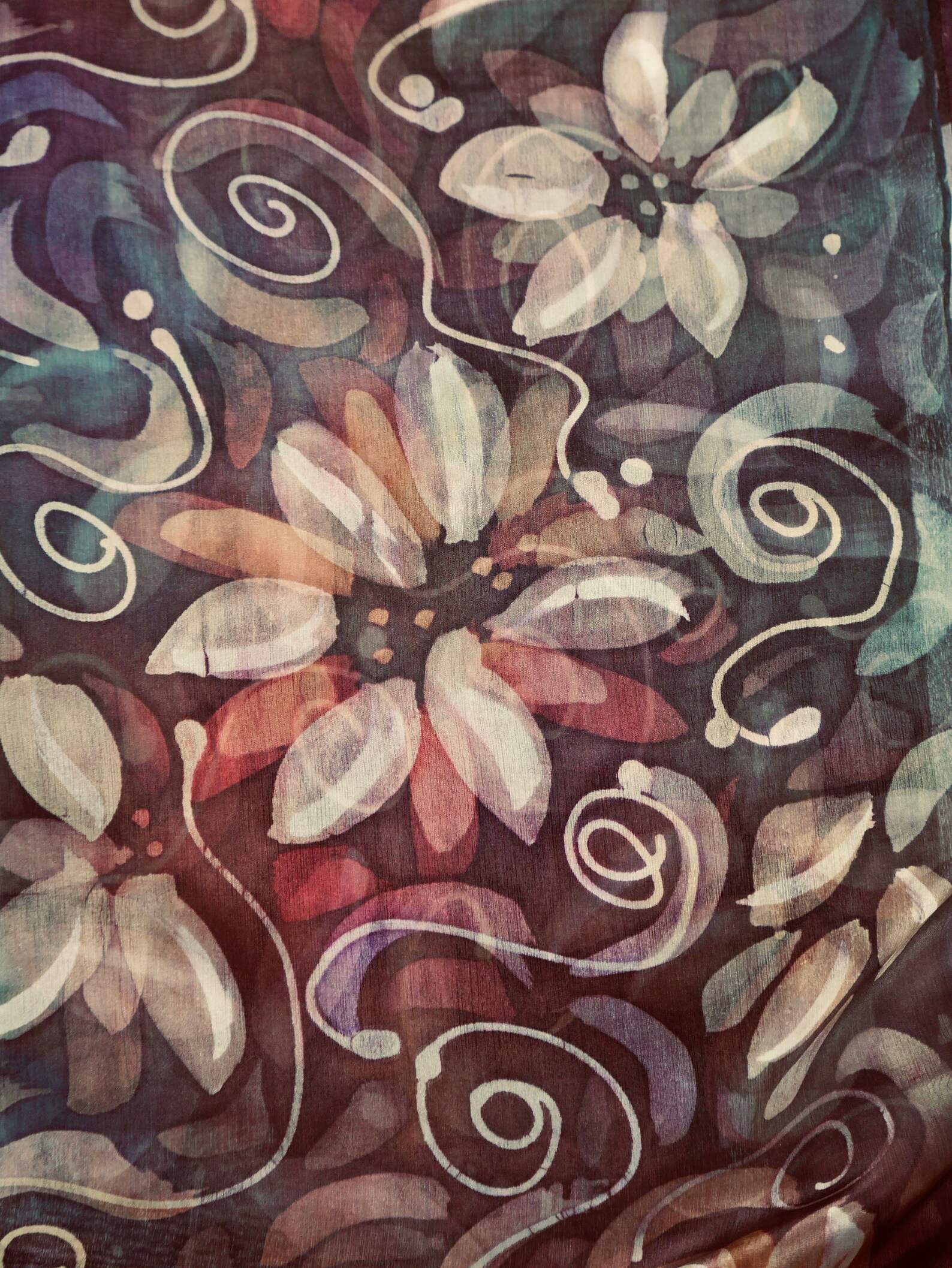 Batik Technique Silk Scarf - Etsy UK