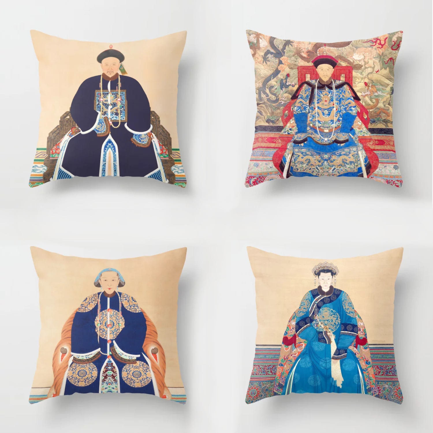 Chinoiserie Cushions Chinese Ancestor Portrait Pillow Covers ...