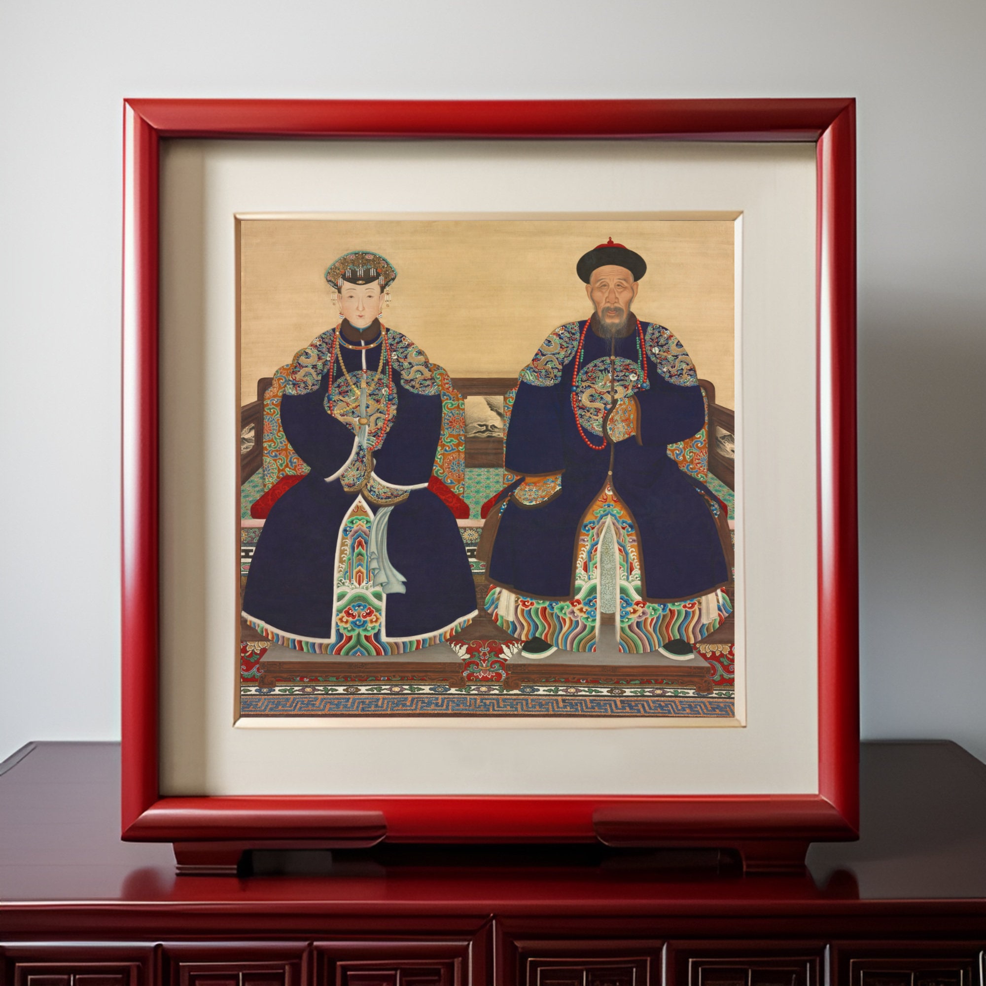 Chinese Ancestor Portrait Print - Vintage Art for Traditional & Modern ...