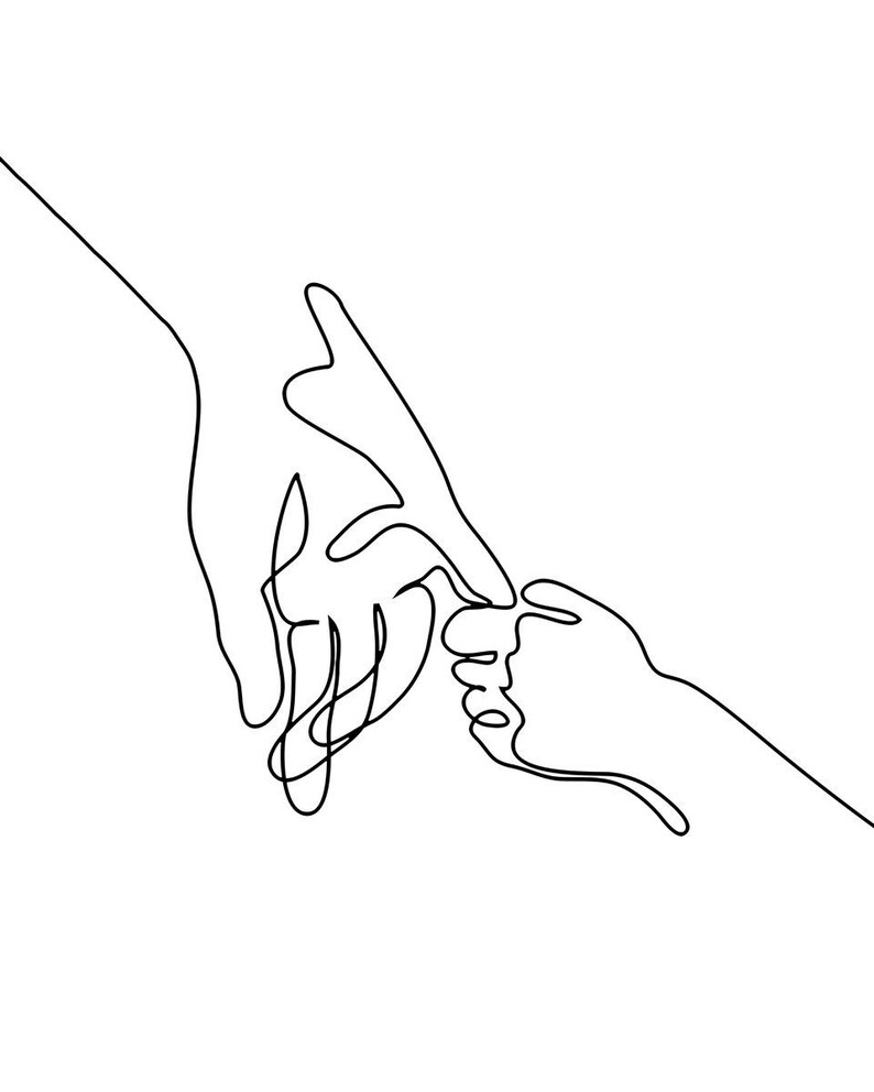 Hold My Hand Line Art Simple Art Minimalist Home Decor Minimalist Art ...