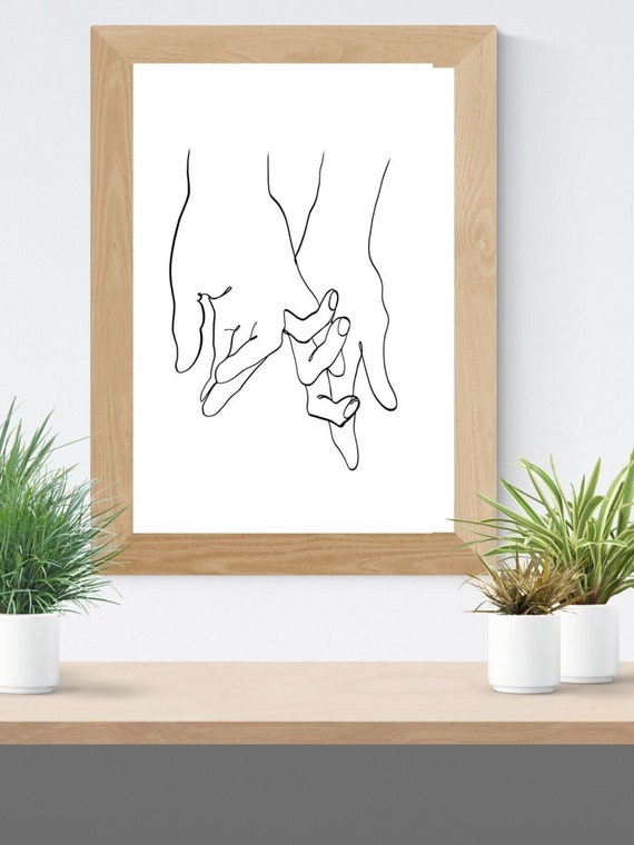 Hand holding line art simple prints minimalist home decor | Etsy