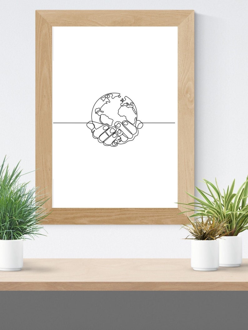 World in Your Hands| Line Art| Simple Prints| Minimalist Home Decor ...