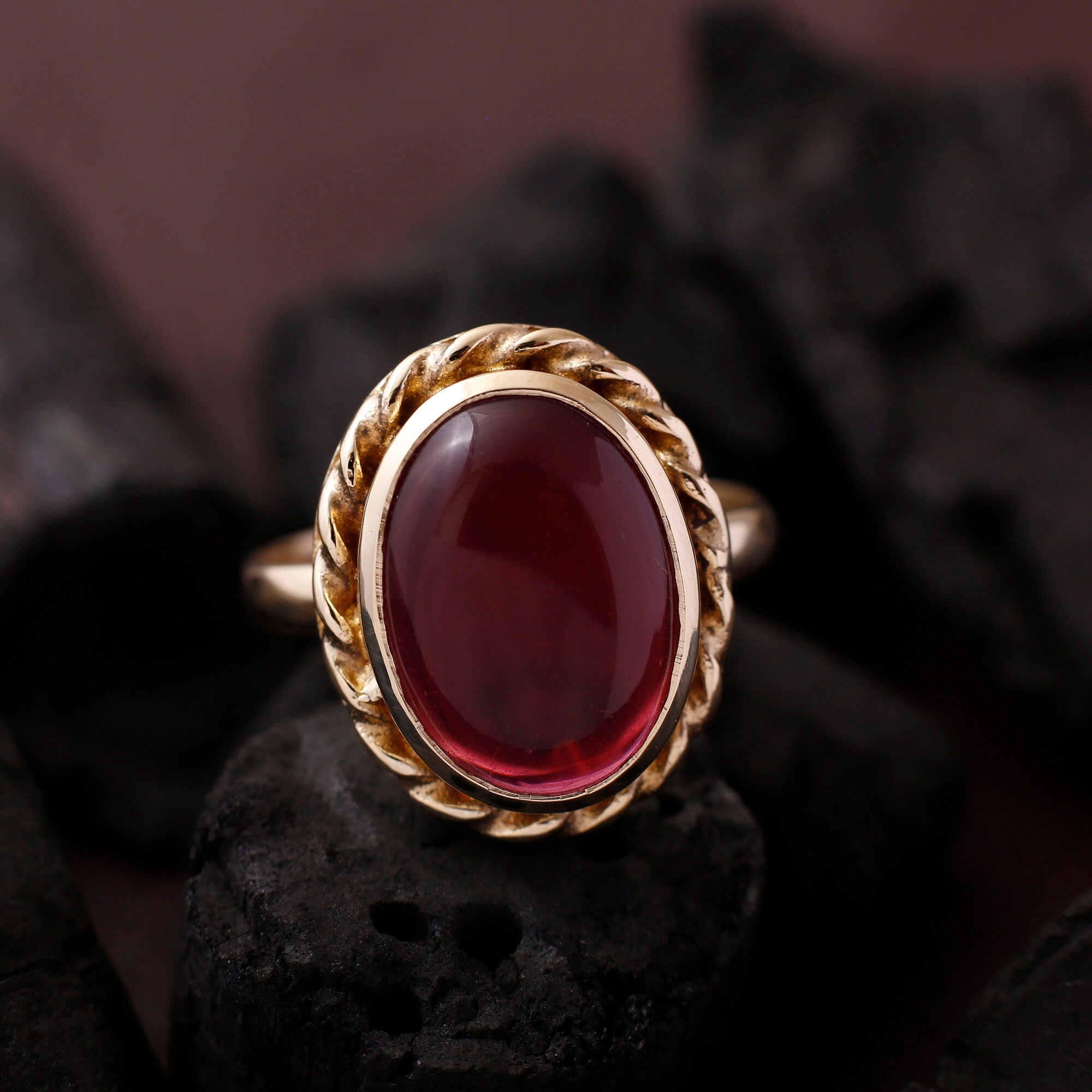 Red Coral Ring, Gold Coral Ring, Handmade Ring, Antique Red Coral Ring ...