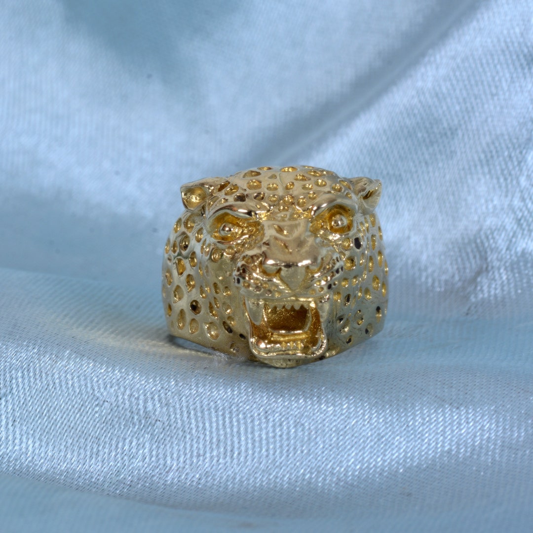 18K Gold Tiger Head Ring, Tiger Face Ring, Gold Tiger Ring, Handmade Jewelry,vintage Tiger Ring ...