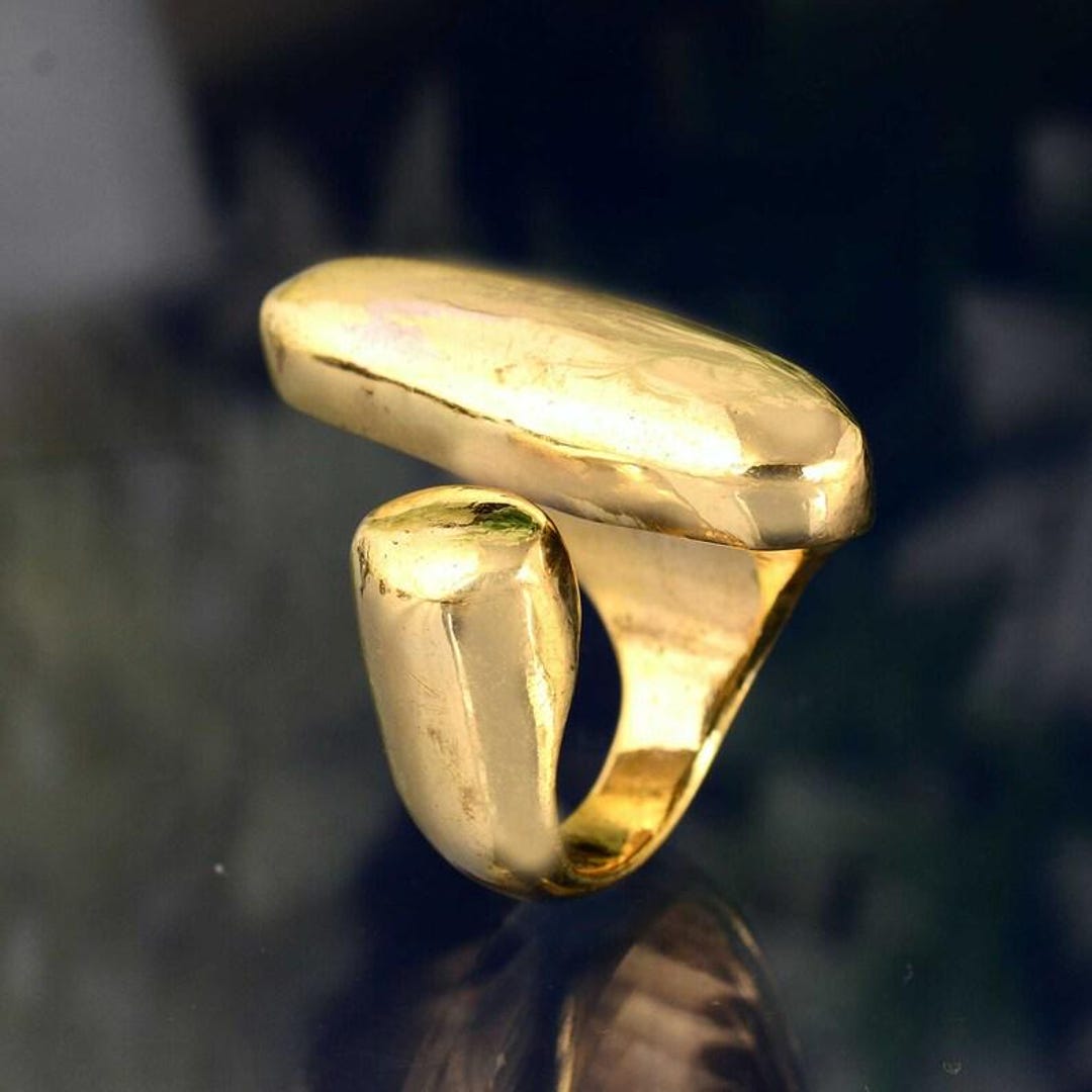 Open Ring, Gold Long Ring, Chunky Ring, Large Ring, Cuff Ring Gold ...