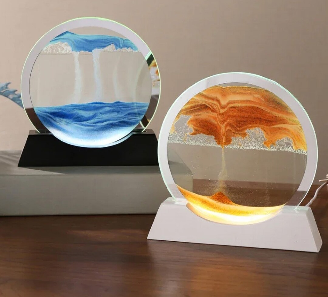 Moving Sand Art Sculpture, Flowing Sand Picture, Rounded Frame Sand ...