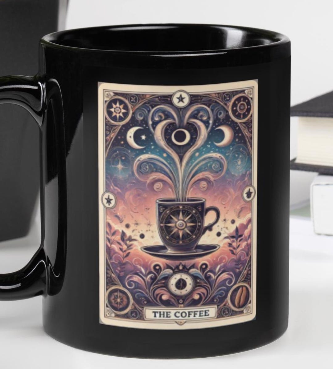 Tarot Black Glossy "the Coffee" Mug - Etsy