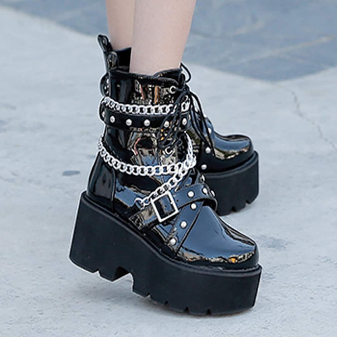 Platform Boots Goth Platform Shoes Motorcycle Boot Platform - Etsy