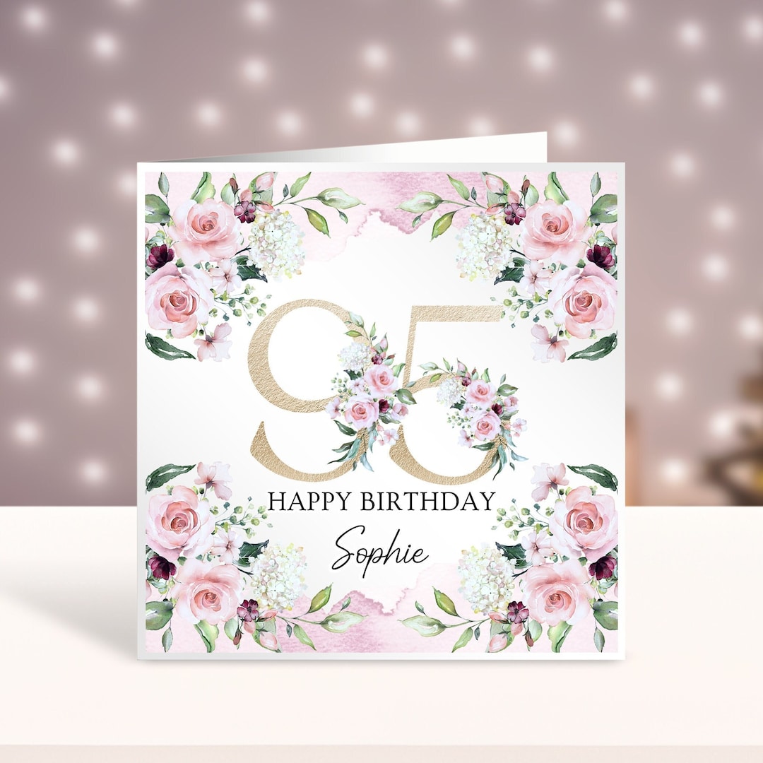 Personalised 95th Birthday Card, Card for Her, 95th Birthday Gift, Any ...