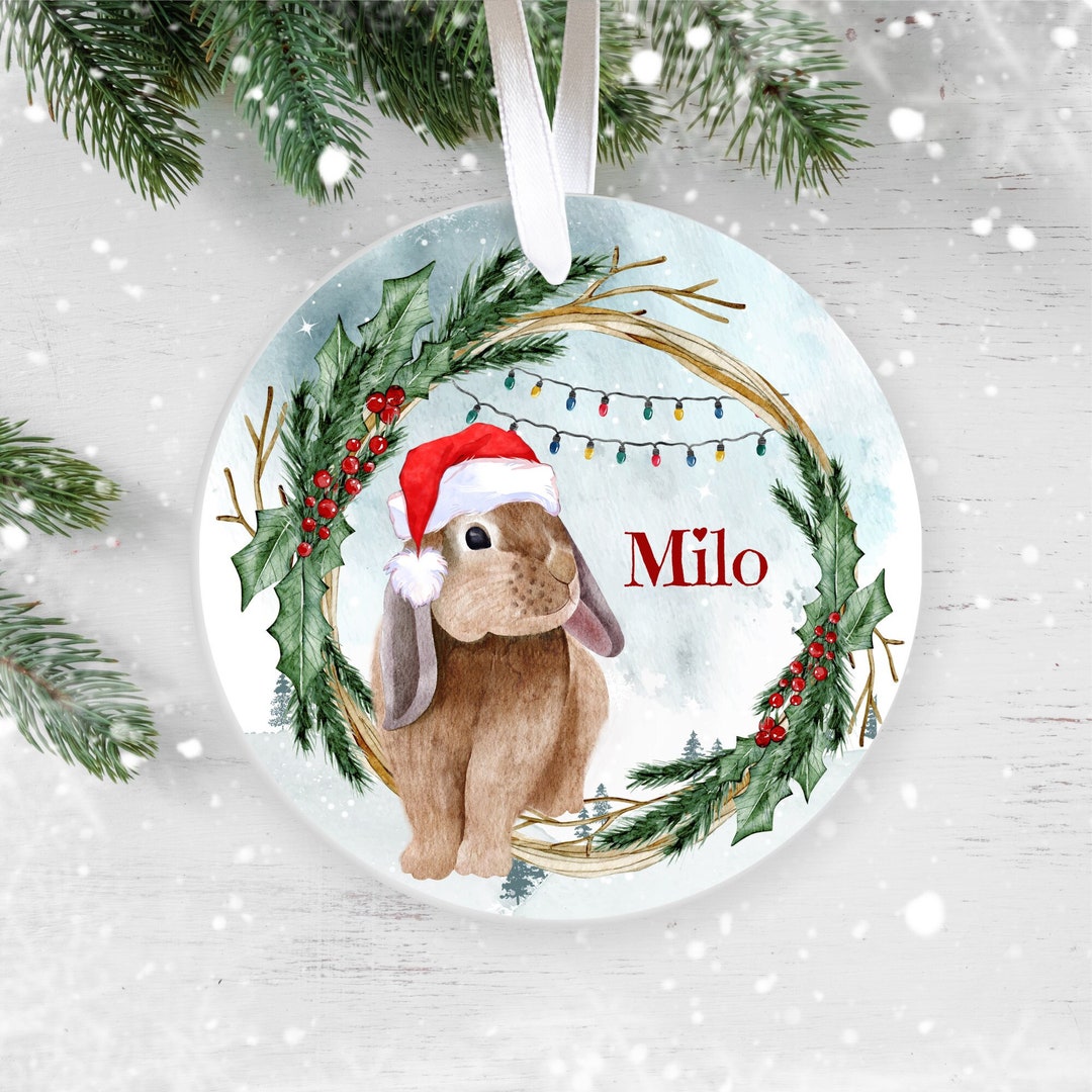 Bunny Christmas Ornament, Rabbit Bauble, Personalised Christmas ...