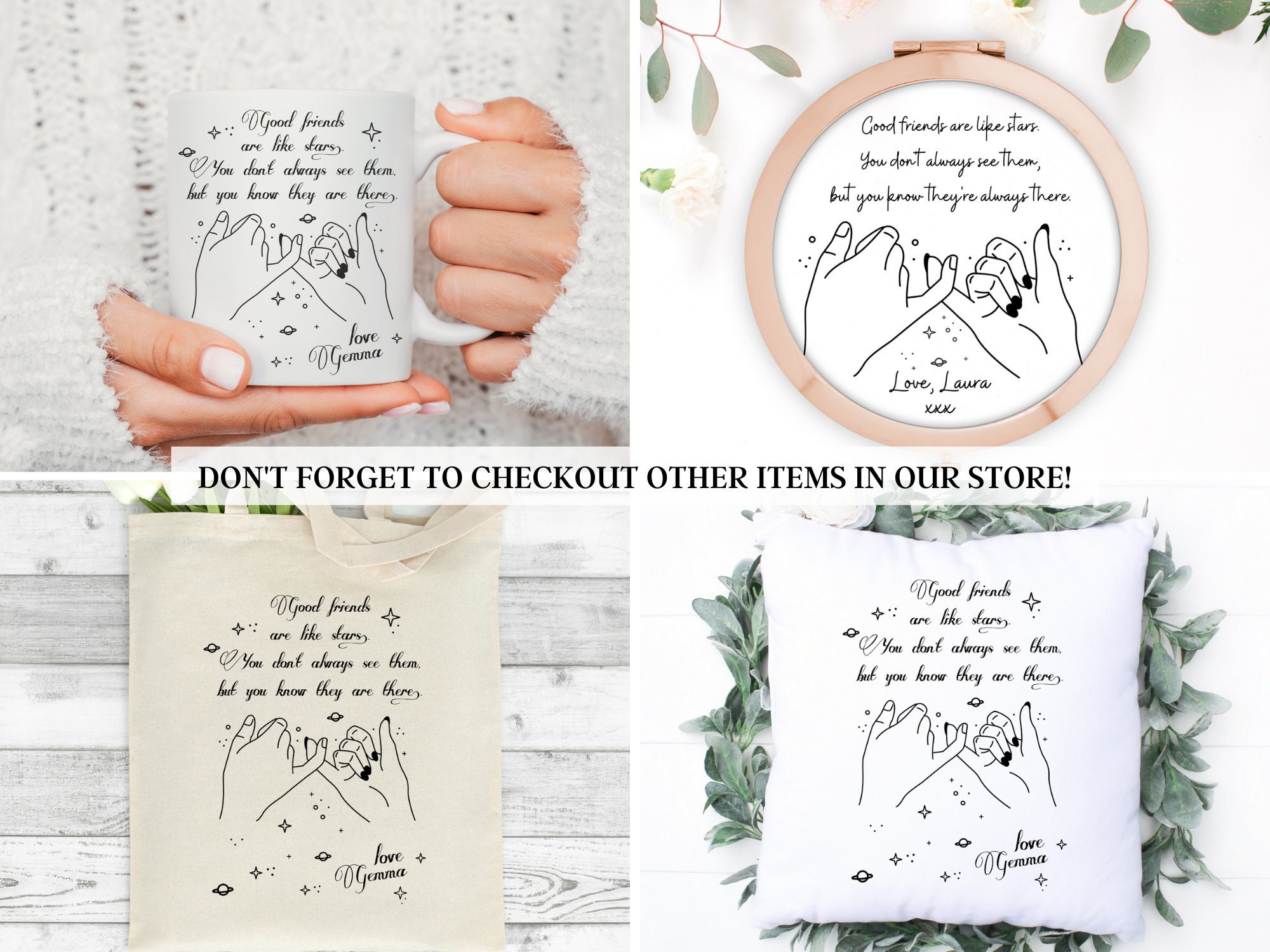 Friends Are Like Stars for Best Friend Friendship Quote | Etsy