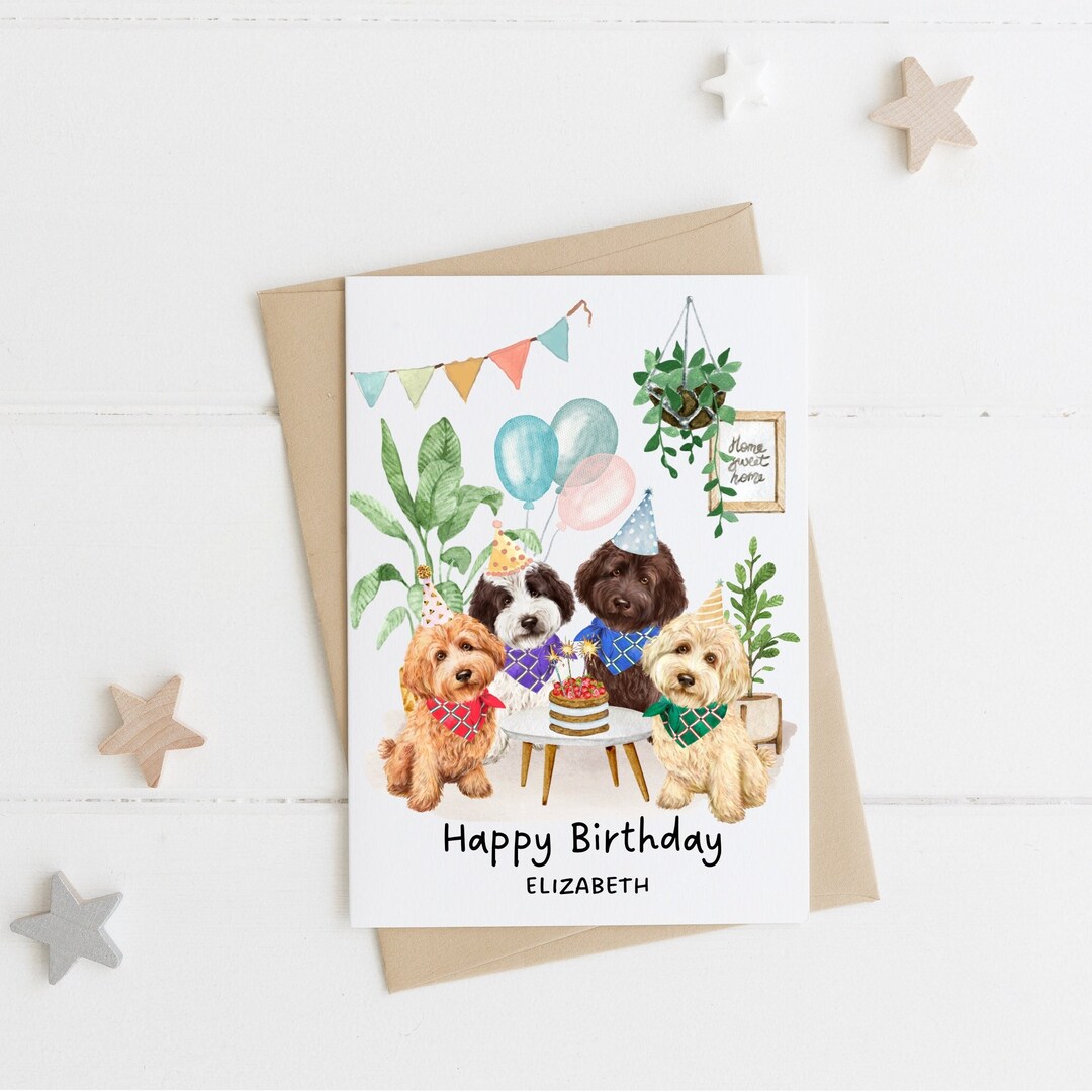 Cockapoo Personalised Birthday Card, Dog Lover Birthday Card, Funny ...