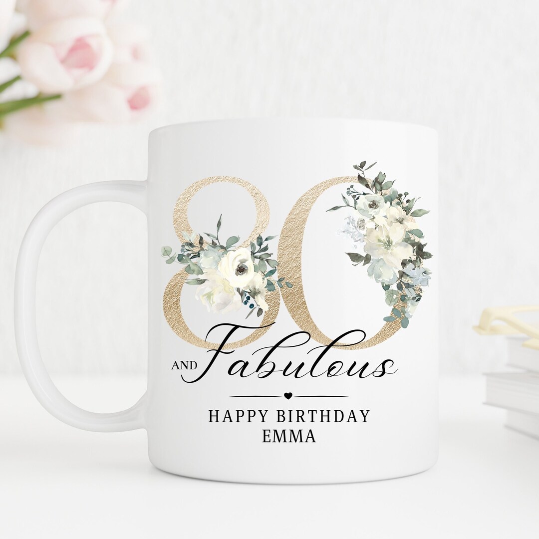Personalised 80th Birthday Mug, Personalised Age Mug, Best Friend Gift ...