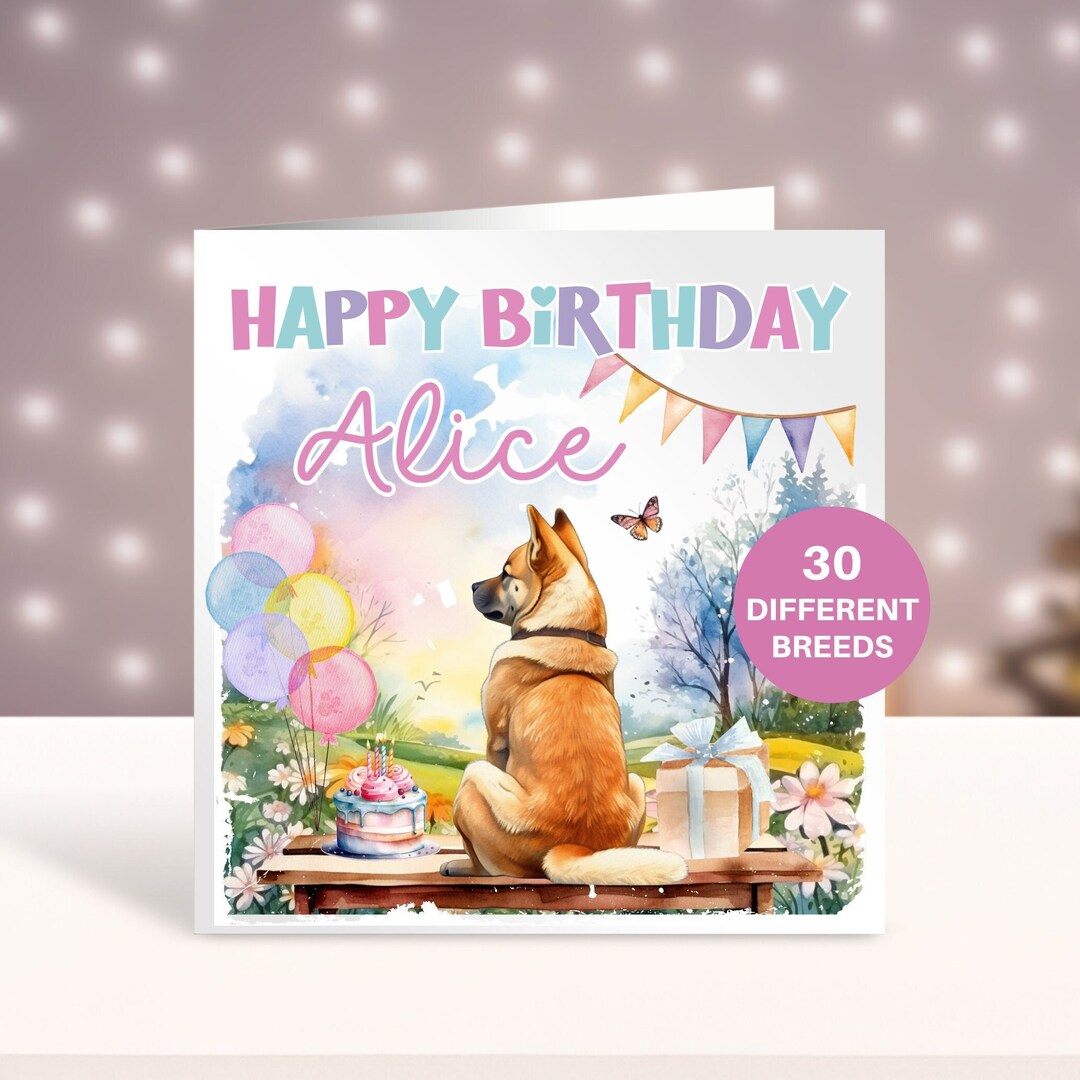 Personalised Akita Birthday Card, Card for Sister, Bestie, Card for ...