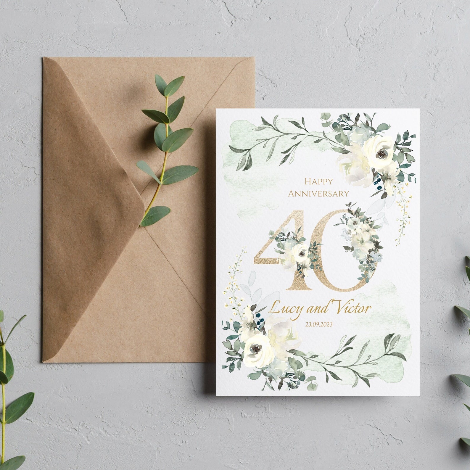 40th Wedding Anniversary Card, Ruby Wedding Card, Congratulations 40 ...