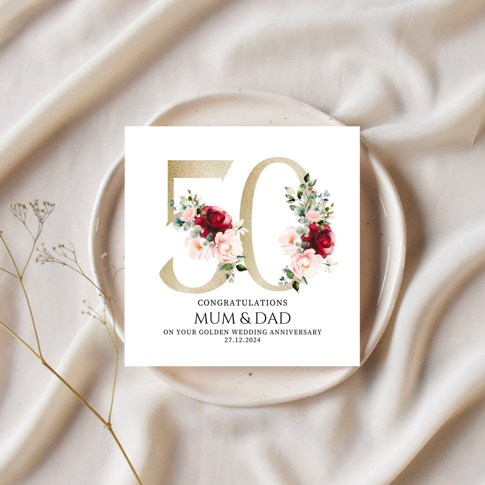 Personalised Golden Wedding Anniversary Card, 50 Years Together, 50th ...
