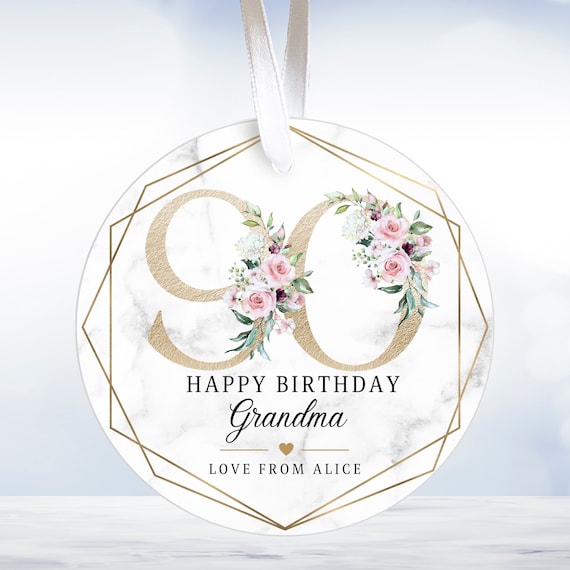 Personalised 90th Milestone Birthday Ceramic Ornament - Etsy