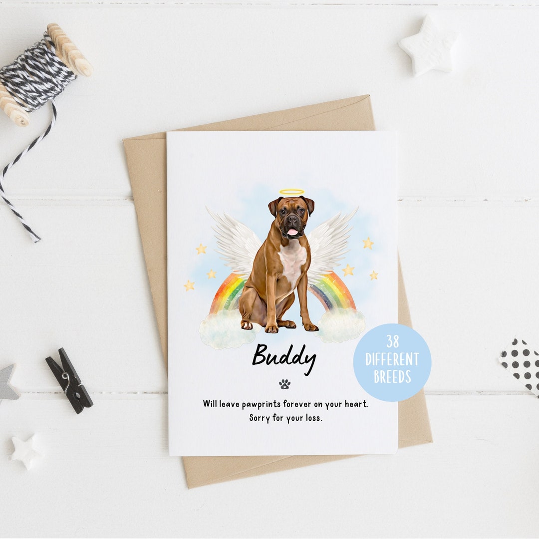 Boxer Sympathy Card, Sorry for Your Loss, Dog Loss Sympathy Card, Dog ...