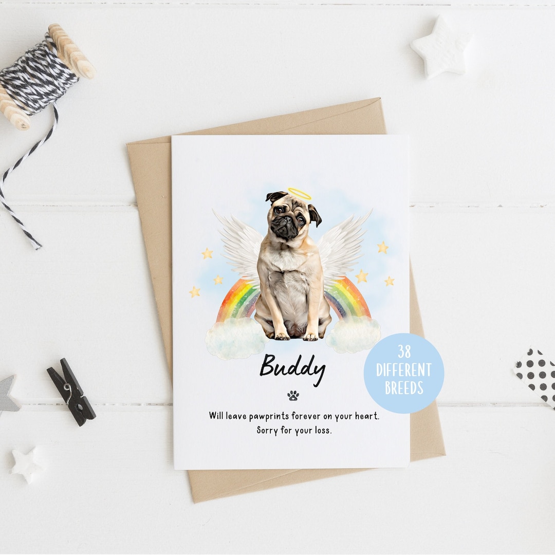 Pug Sympathy Card, Sorry for Your Loss, Dog Loss Sympathy Card, Dog ...