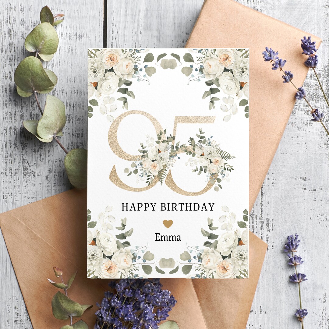 Personalised 95th Birthday Card, Card for Her, 95th Birthday Gift, Age ...