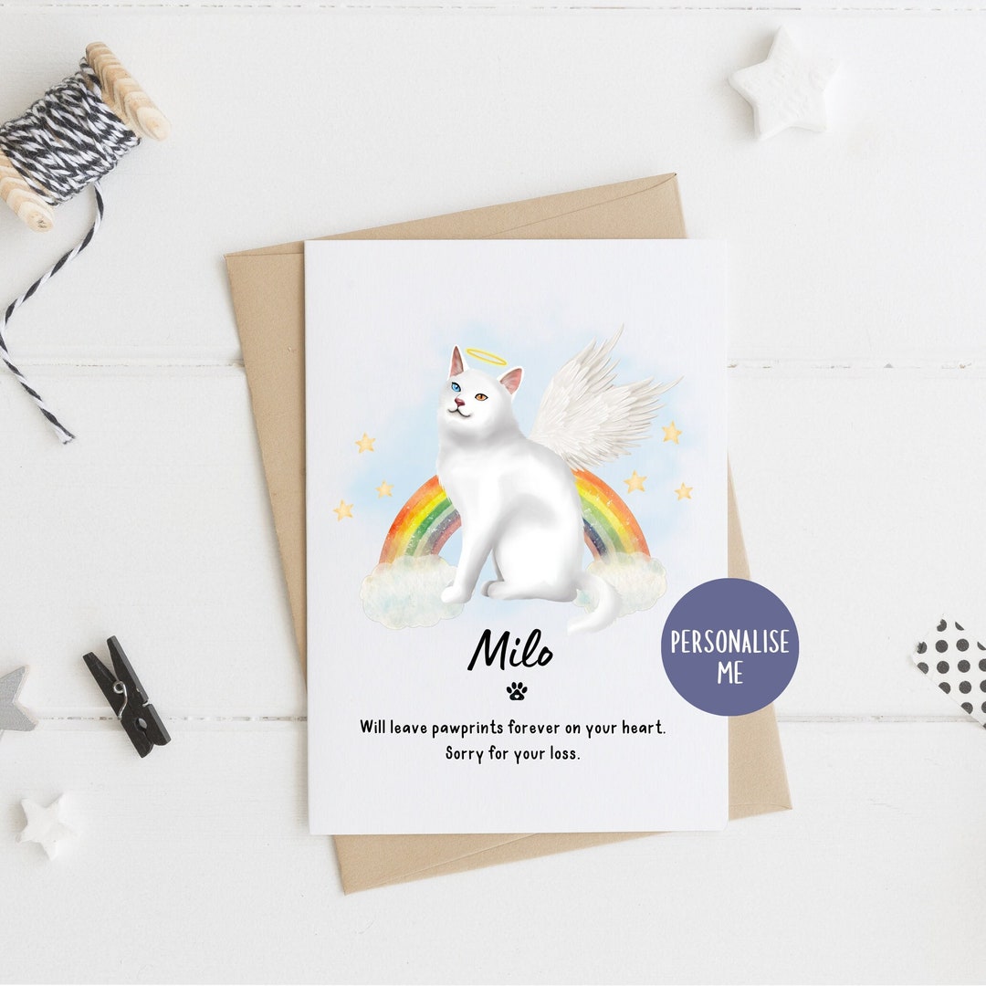 25 Cat Breeds, Turkish Angora Sympathy Card, Sorry for Your Loss, Cat ...