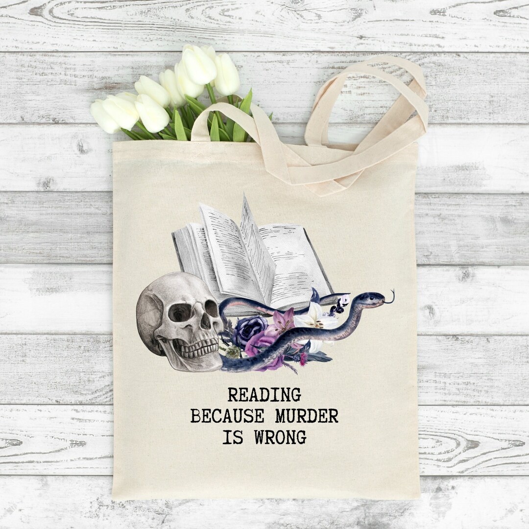 Dark Humor, Reading Because Murder is Wrong, Aesthetic Witchy Tote Bag ...