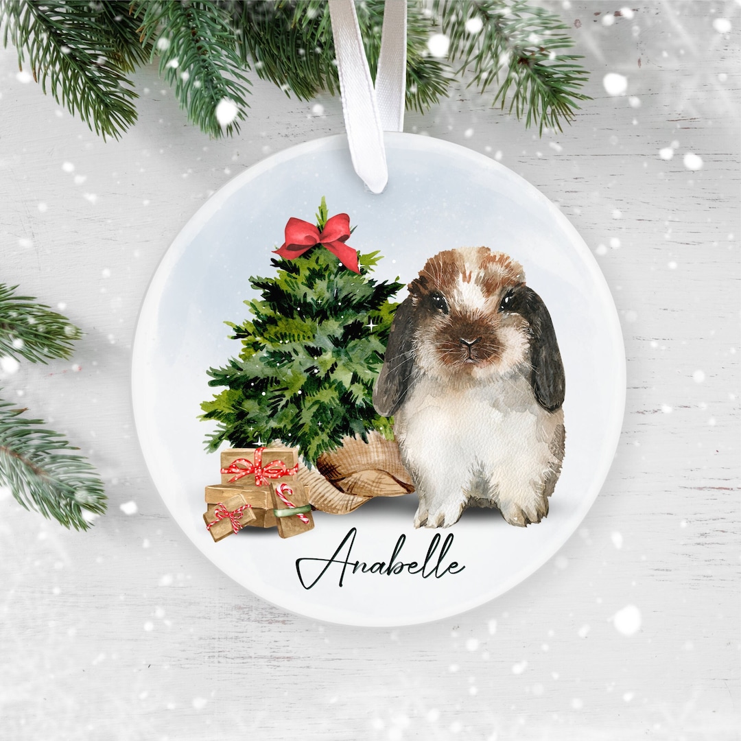 Bunny Christmas Ornament, Rabbit Bauble, Personalised Christmas ...